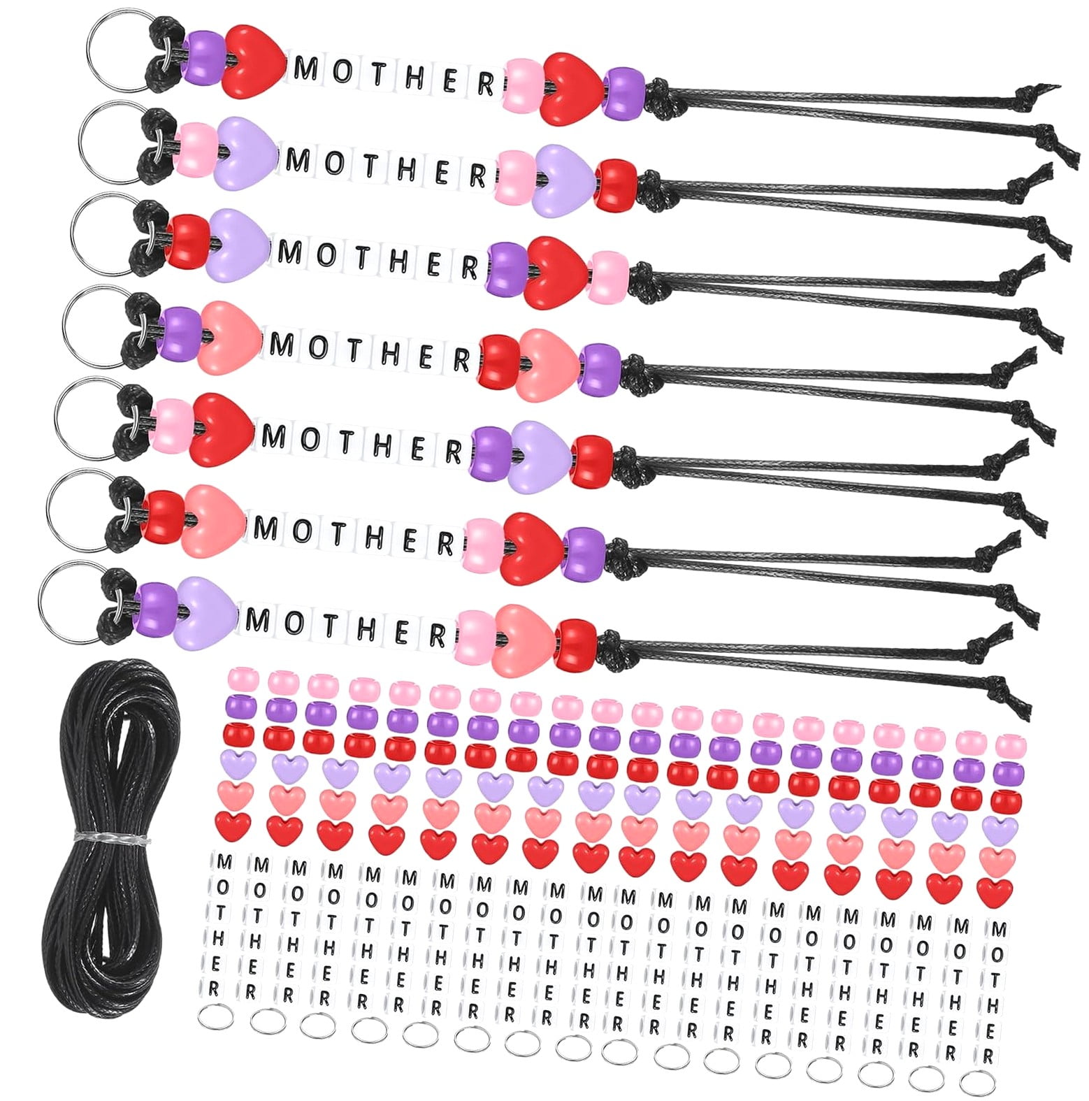HYKE 36 Set Mother' Day Beads Key Chain Crafts Kit Back to Bead ...