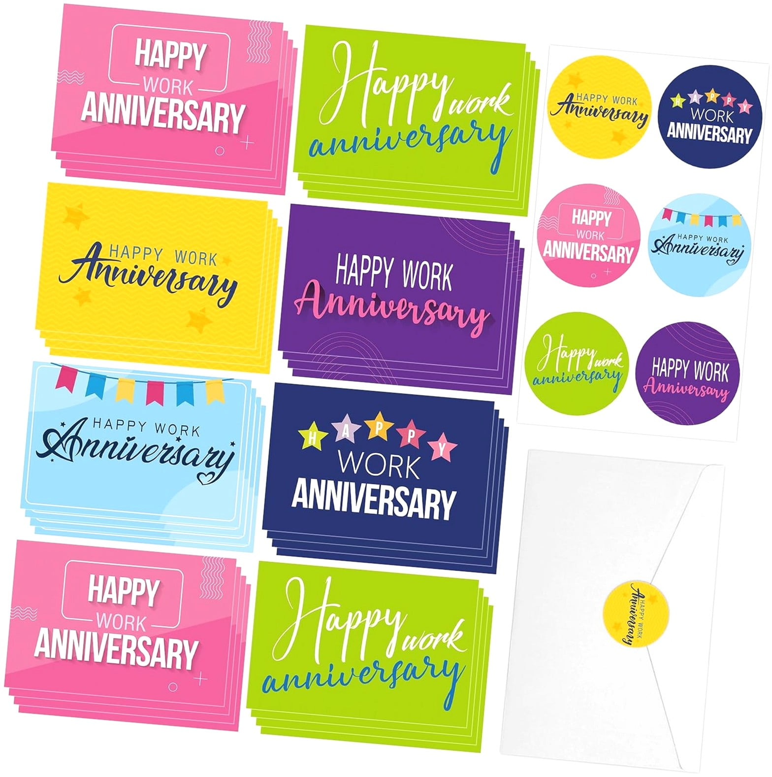 HYKE 36 Sets Work Anniversary Happy Employee Anniversary Bulk 6 Designs ...