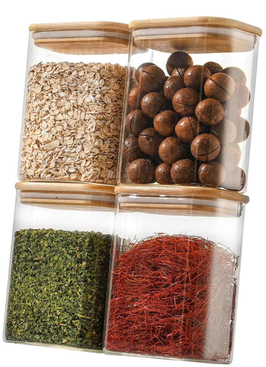HYKE 37oz Rectangle Airtight Glass Storage Containers with Lids (Set of ...