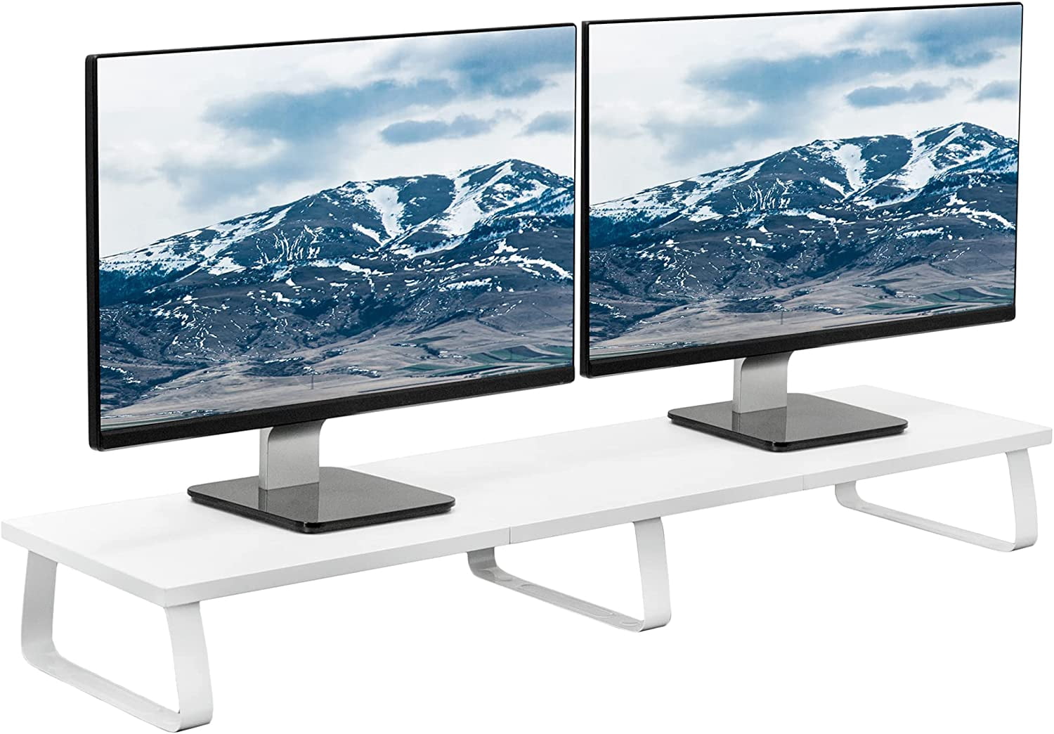 HYKE 39 inch Extra Long Monitor Stand, Wood & Steel Desktop Riser, Dual ...