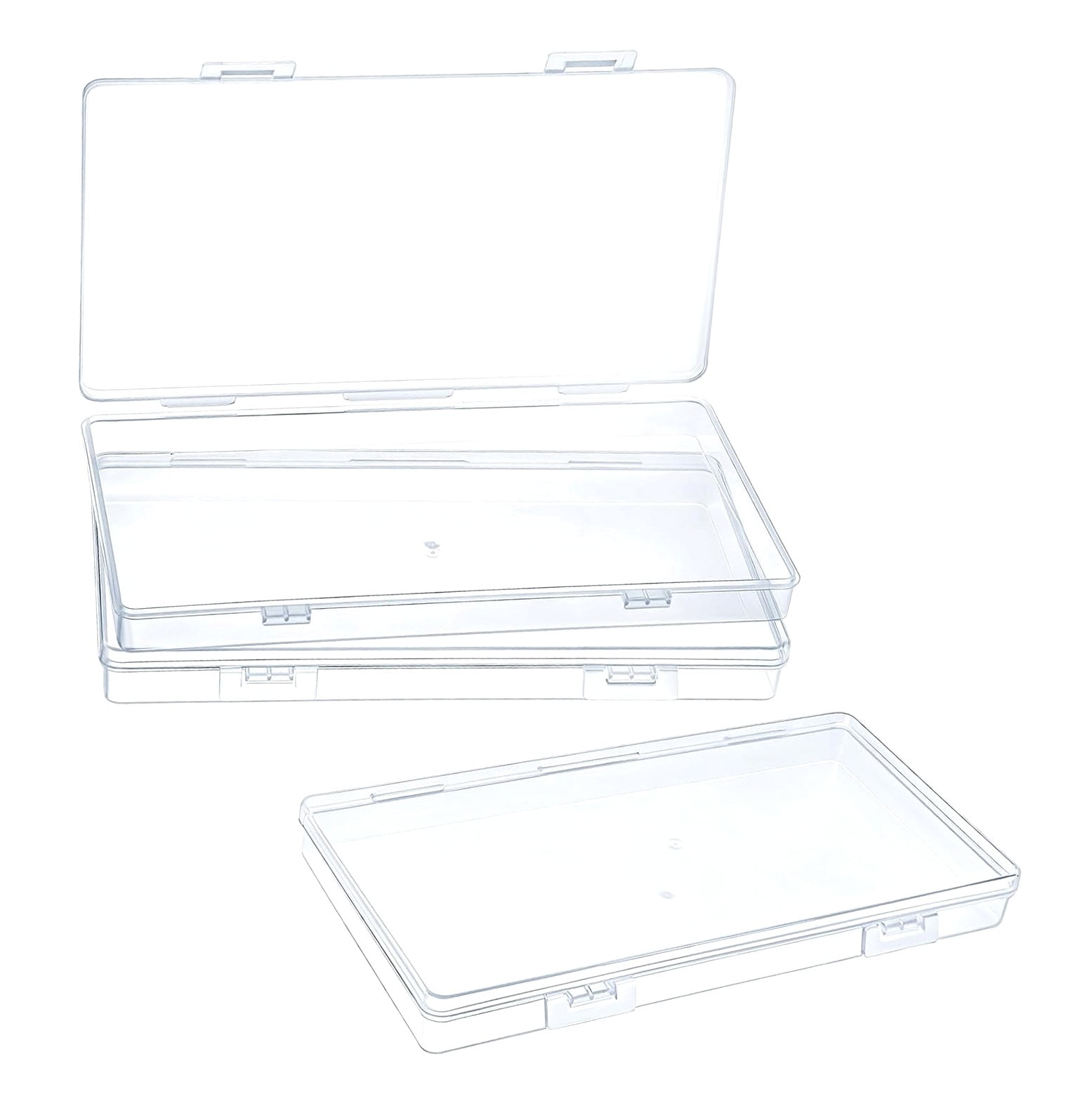 HYKE 3PCS Rectangular Clear Plastic Storage with Lid, 6.5x3.4x0.67 ...