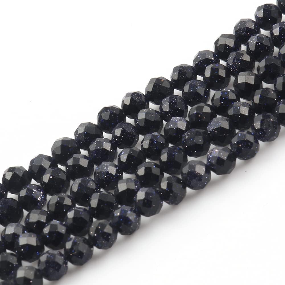 Bybiment 3mm 120 pieces Blue Sandstone Gem Beads, Small Faceted Round ...
