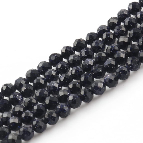 Bybiment 3mm 120 pieces Blue Sandstone Gem Beads, Small Faceted Round ...