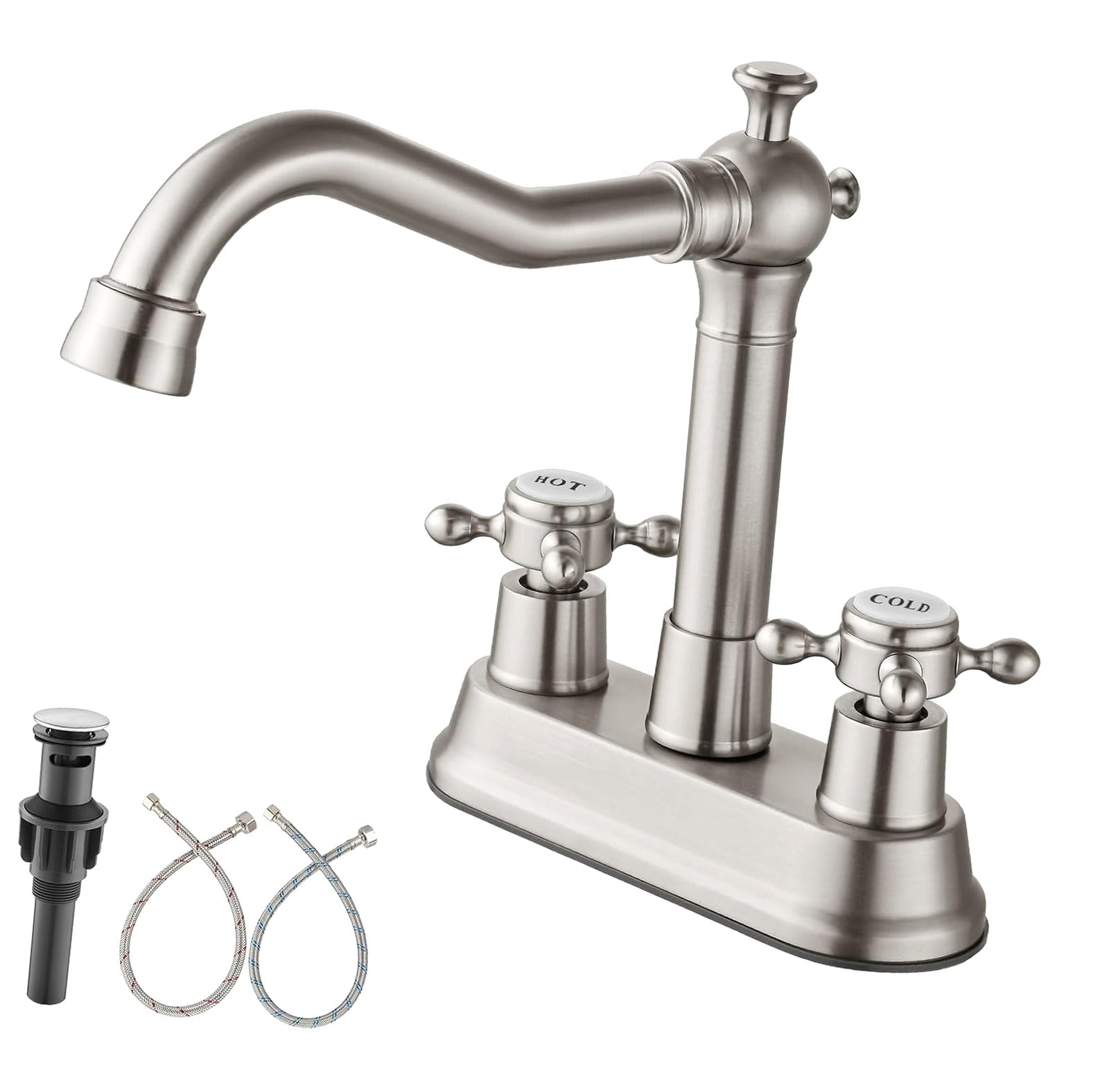 HYKE 4 Inch Centerset Bathroom Sink 2 Handles Mixer Tap Vanity Lavatory ...