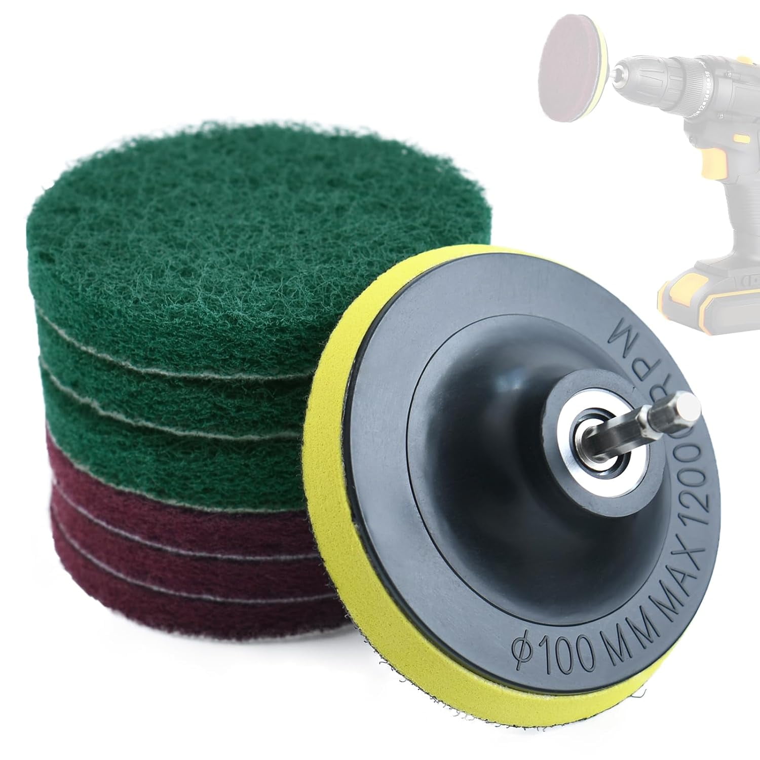 HYKE 4 Inches Drill Powered Brush Tile Scrubber Scouring Pads Cleaning ...