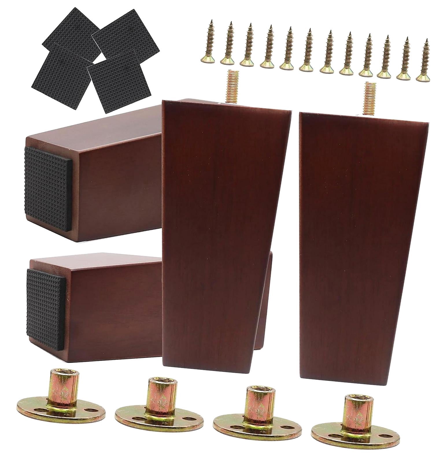 HYKE 4-Pack 6 Inches Wood Furniture Legs, Mid-Century Sofa Couch Feet ...