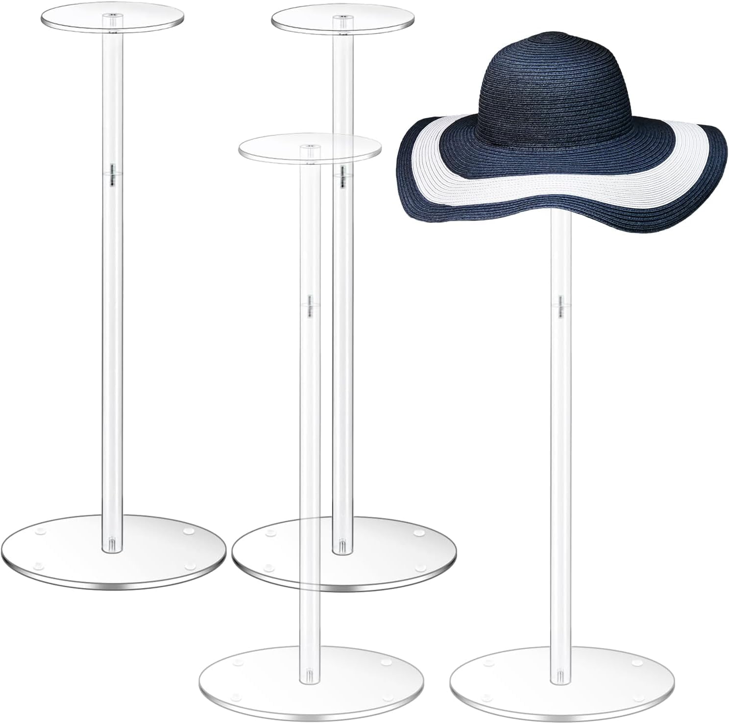 HYKE 4 Pack Acrylic Hat Display Stand 17" Adjustable Height Clear ...