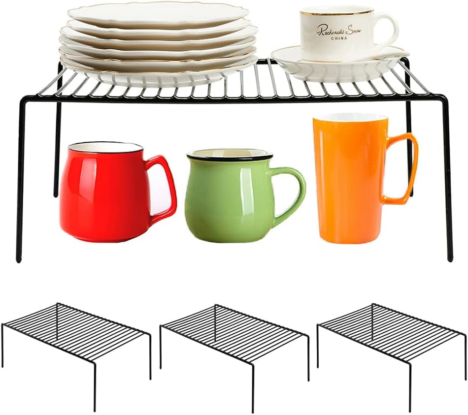 HYKE 4 Pack Large (15.7 x 9. 4 Inch) Cabinet Storage Shelf Rack, Rustof ...