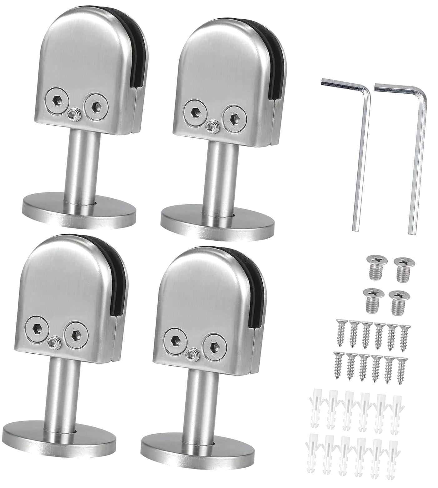 HYKE 4-Piece 9-10mm Glass Clamps, 304 Steel with 40mm Rods, Flat Back ...