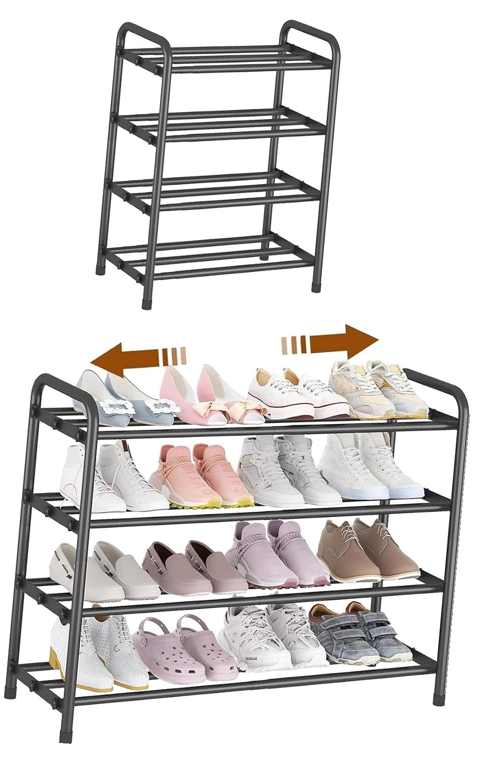 HYKE 4-Tier Expandable Shoe Rack – Adjustable Shoe Organizer & Shoe ...