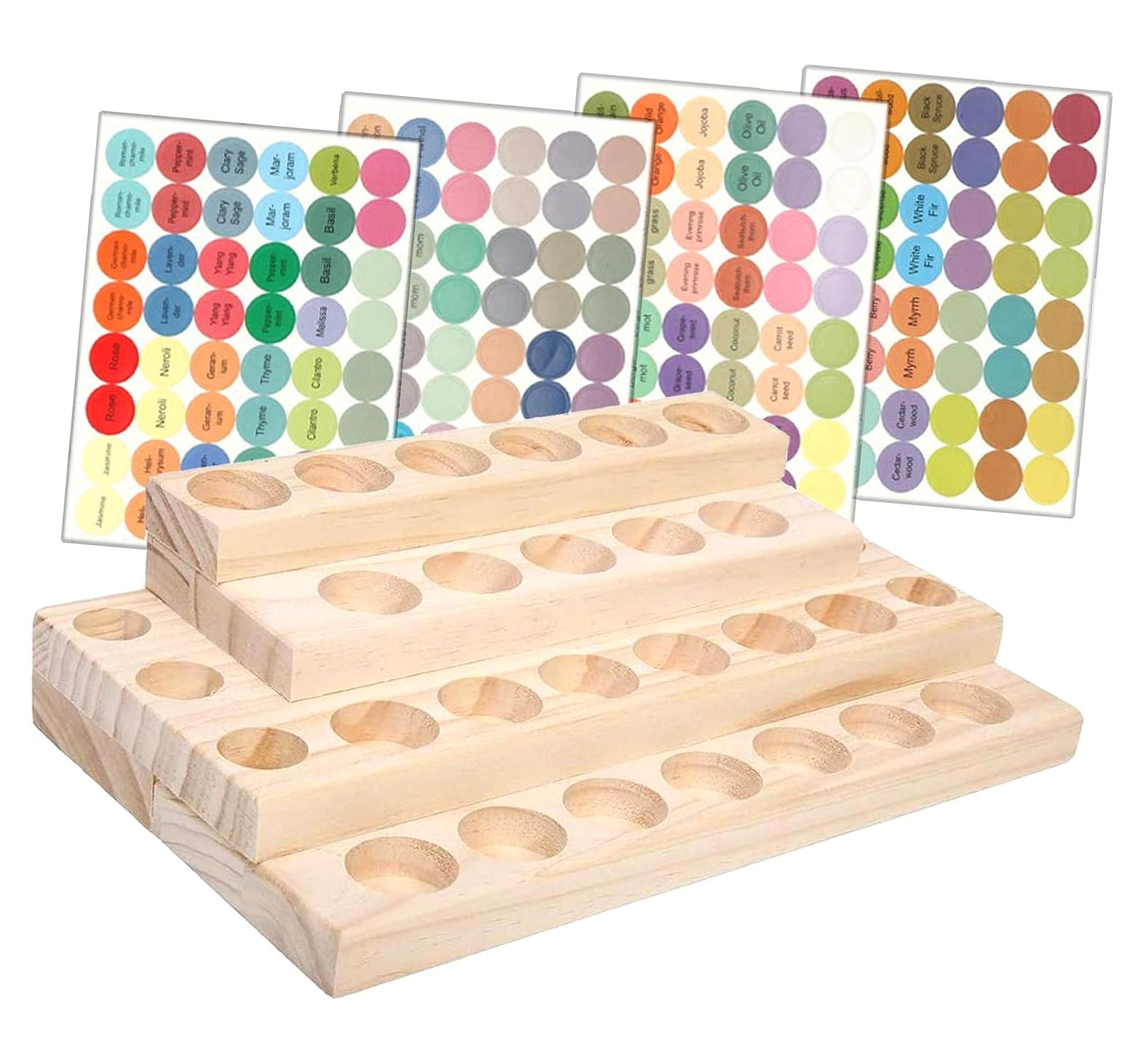 HYKE 4- Wooden Essential Oil Storage Display Stand - 30 Compartment ...