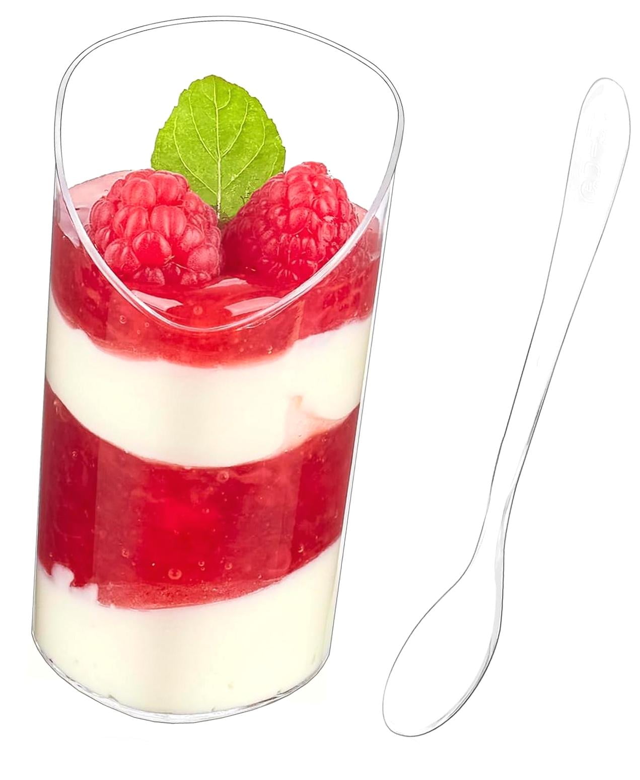 HYKE 4 oz Square Mini Dessert Cups with Spoons - 50 Pack Plastic ...