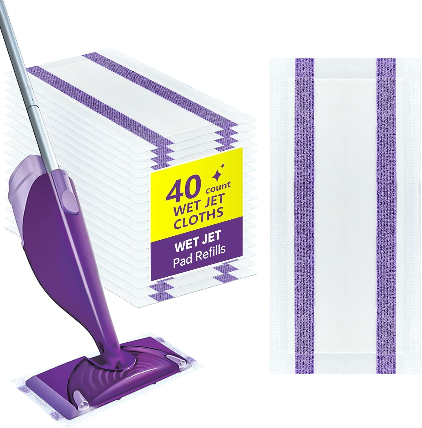 HYKE 40 Count Wetjet Pads Rells for ，Disposable Wet Jet Mopping Pads ...