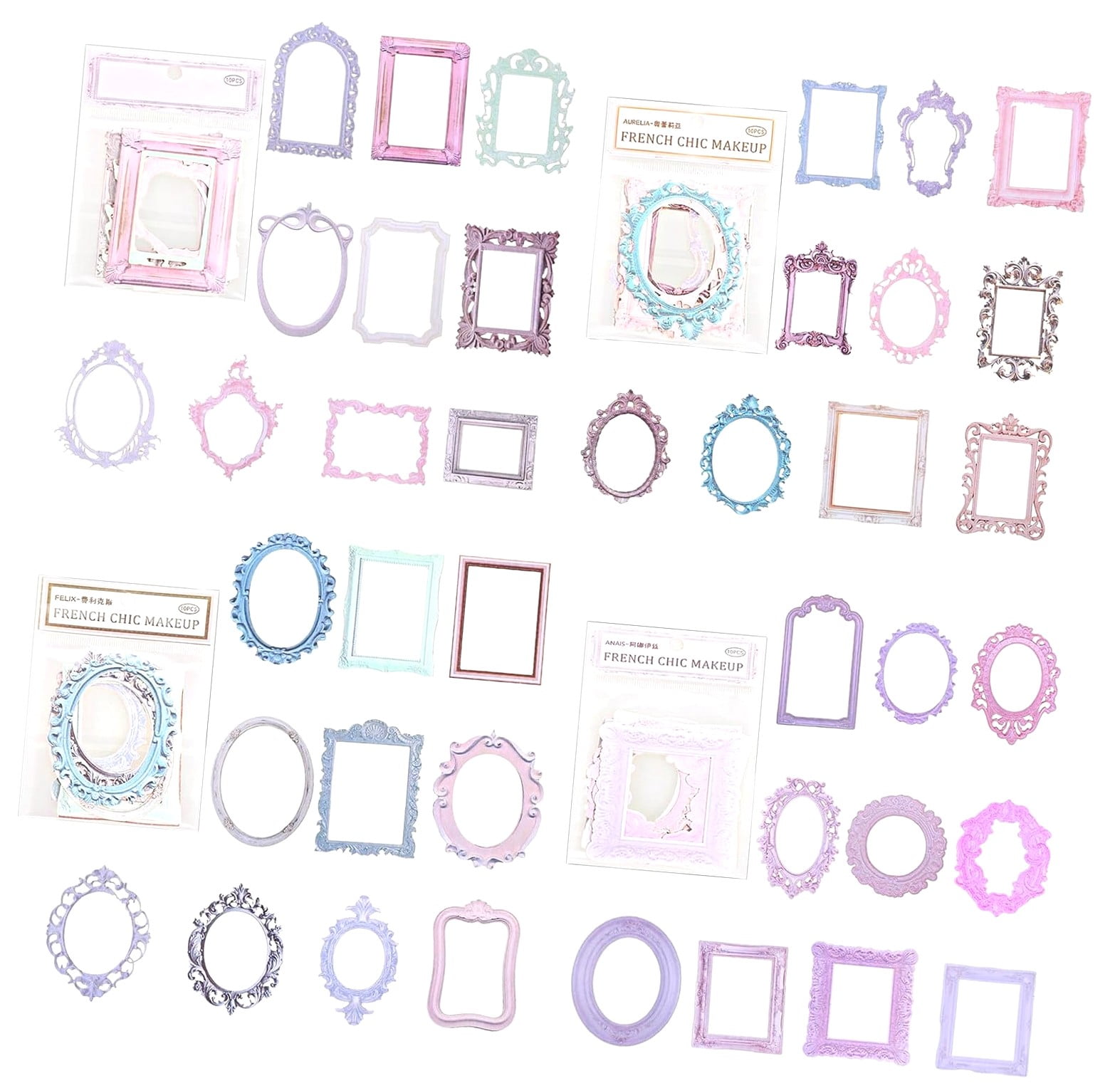 HYKE 40 Pcs Bright Photo Borders Scrapbook Frame Stickers Lace Paper ...