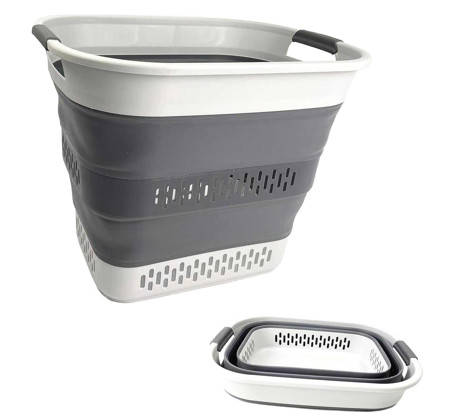 HYKE 40L (10.5 Gallon) Collapsible Plastic Laundry Basket - Foldable Up Storage Container ...