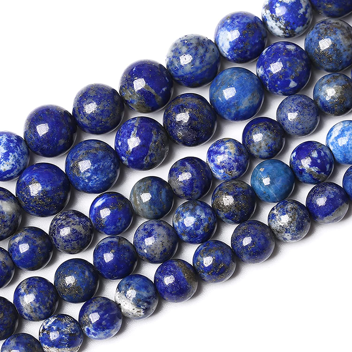HYKE 45 Pieces 8mm Gemstone Blue Stone Circular Loose Spacer Beads for ...