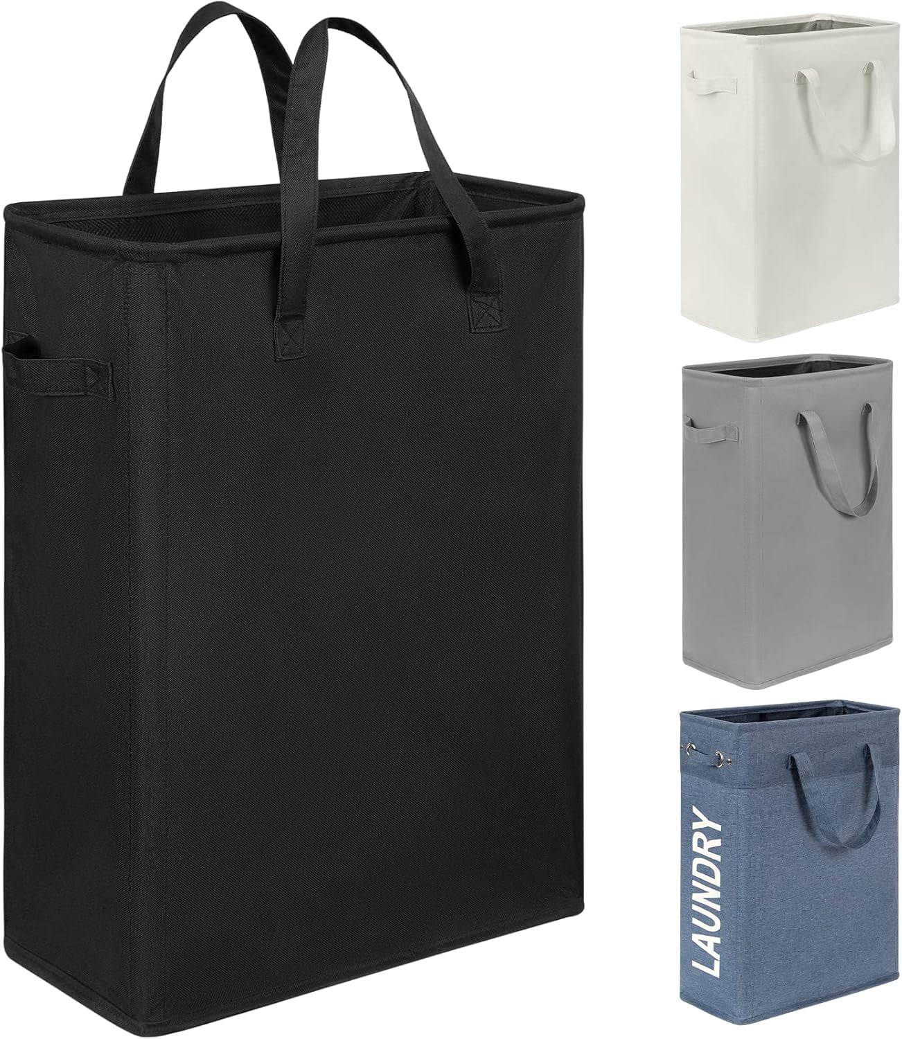 HYKE 45L Slim Laundry Hamper Narrow Laundry Basket with Handle Foldable ...