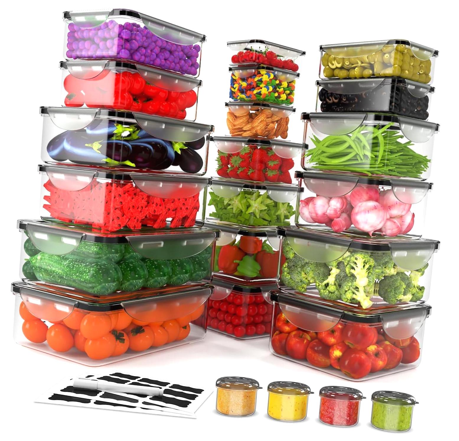 HYKE 46 Pack Food Storage Containers with Lids Airtight-(23 Containers ...
