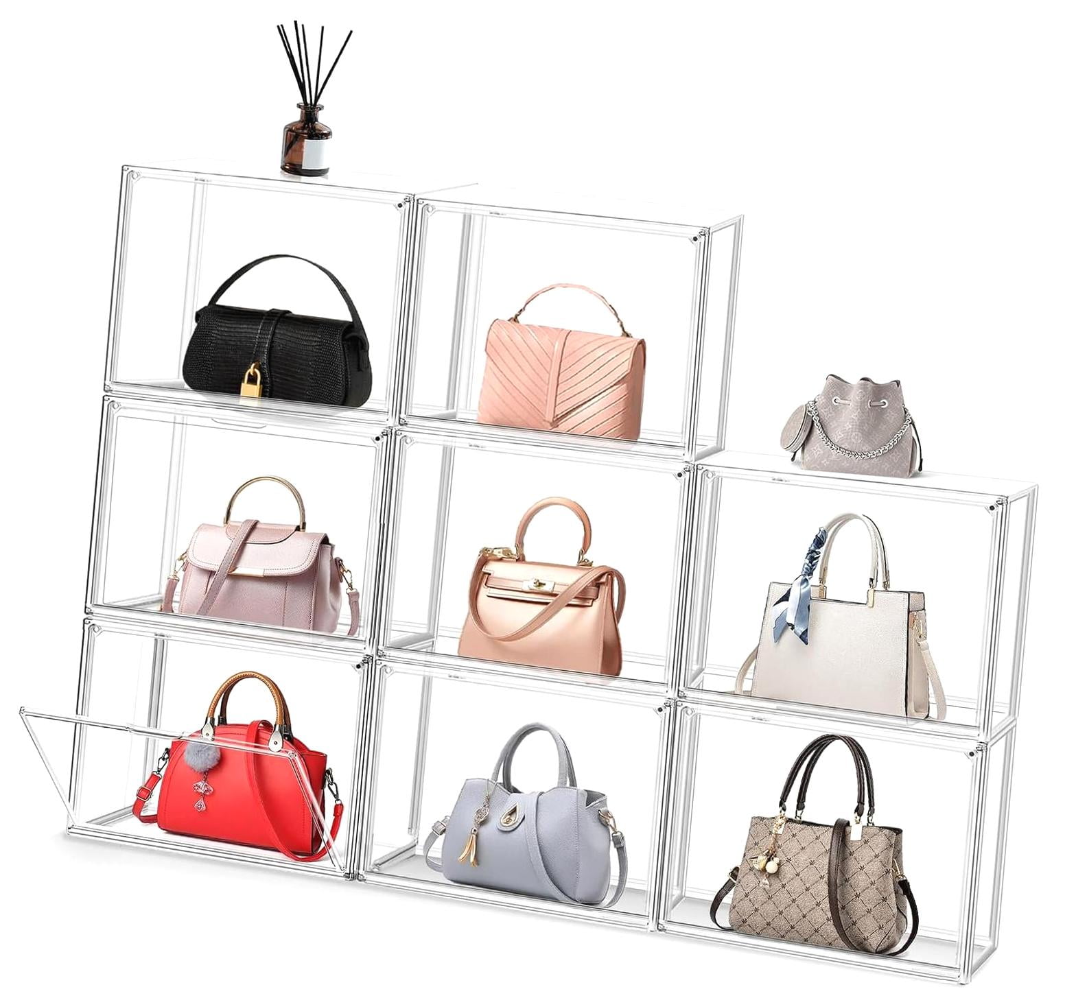 HYKE 4Pack Purse Organizer for Closet Clear Acrylic Display Case for ...