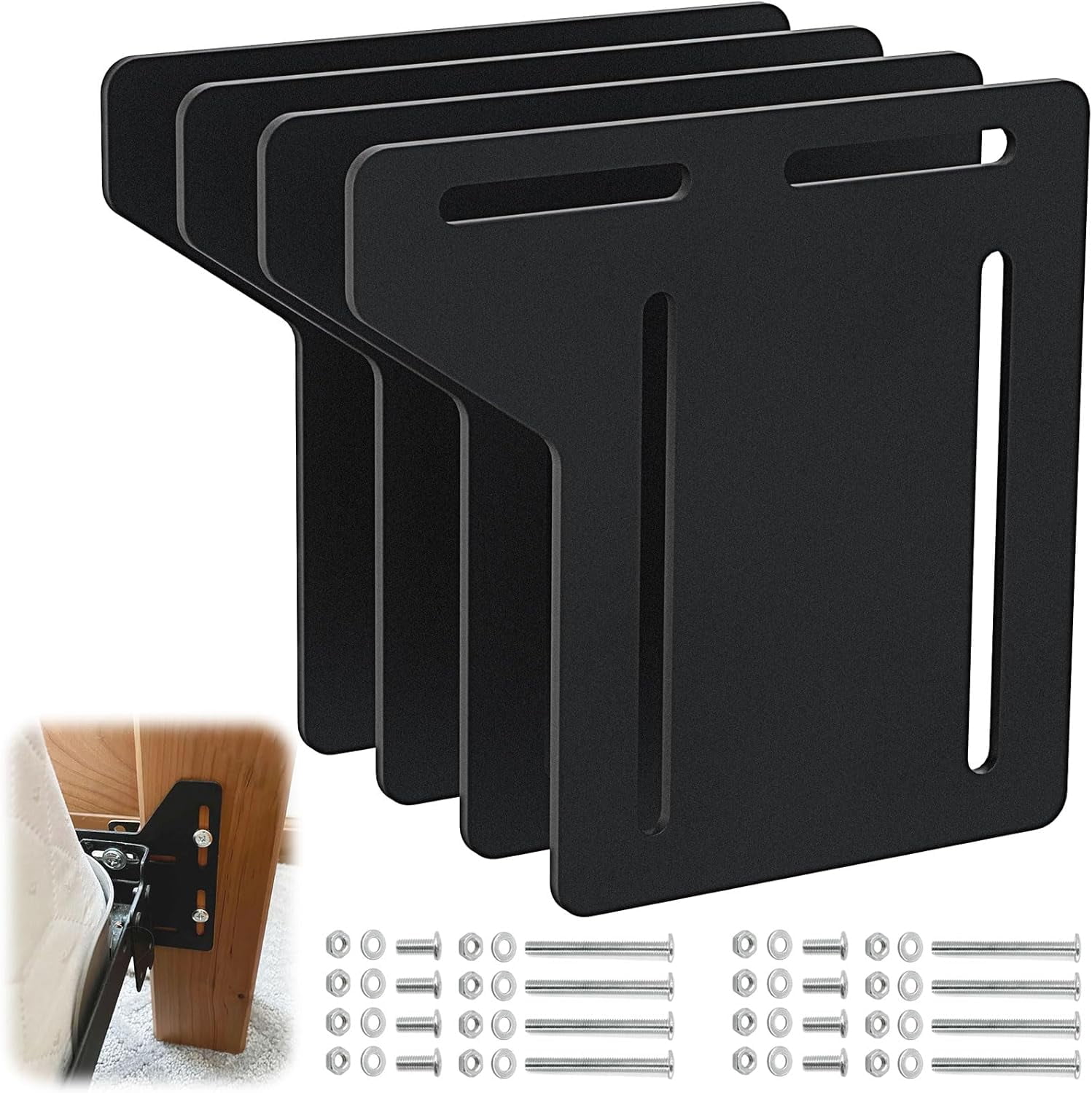 HYKE 4Pcs Bed Frame Brackets Adapter for Headboard Extra Heavy Duty ...
