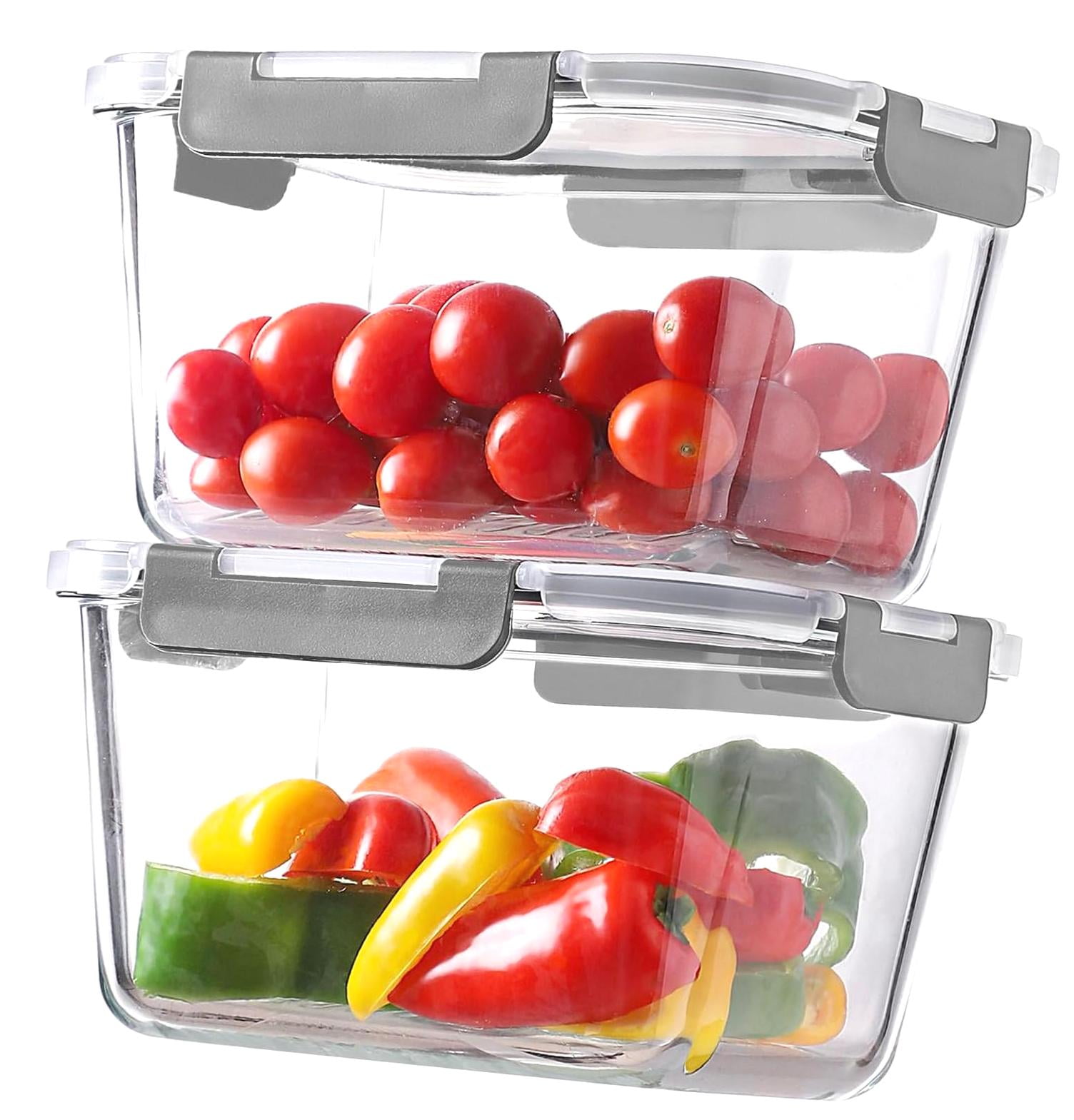 HYKE 4pc Glass Food Storage Containers with Lids, Glass Meal Prep ...