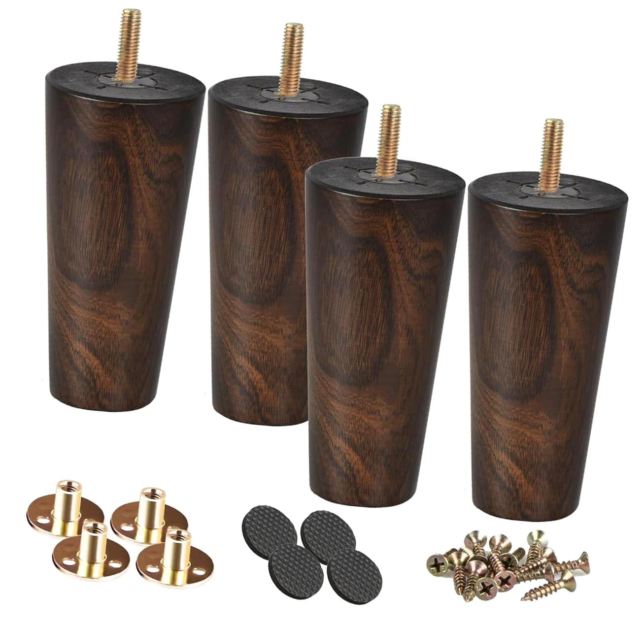 HYKE 5 Inch Solid Wood Furniture Supports, 4 Pieces Mid-Century Wooden ...