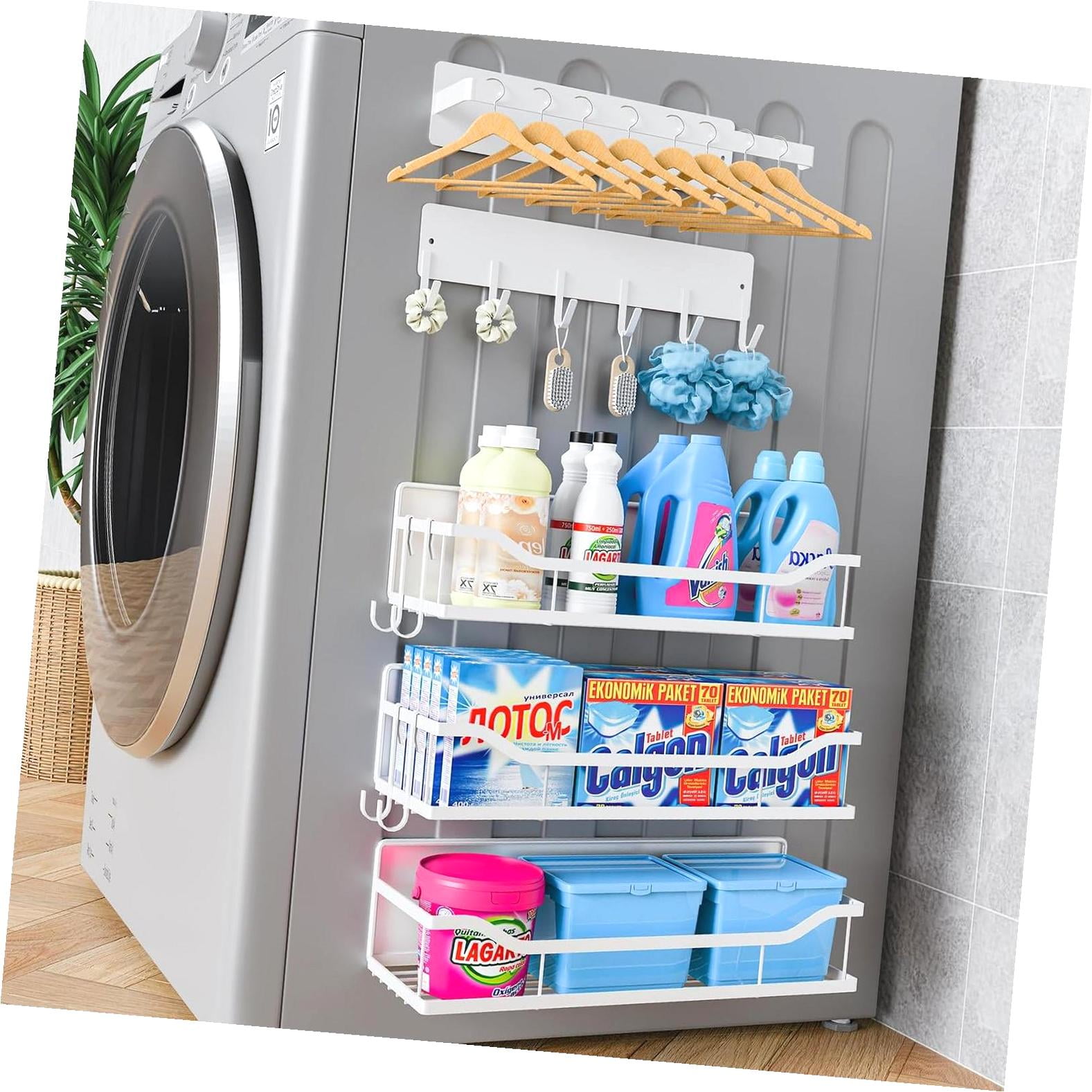 HYKE 5 Pack Magnetic Shelves for Washing Machine - Versatile Storage ...