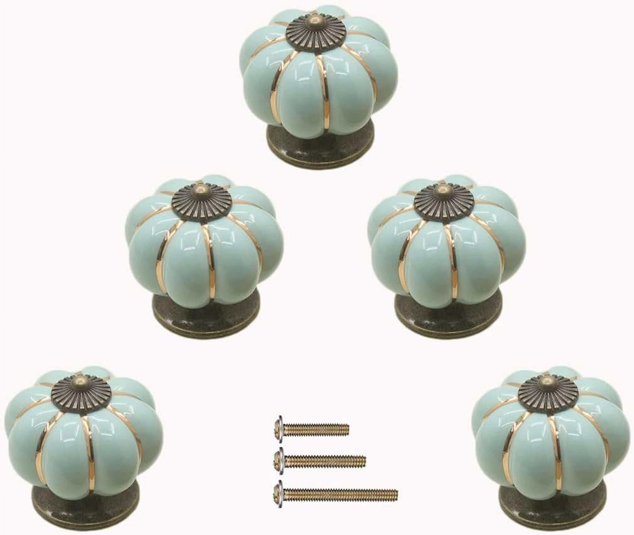 HYKE 5 Pack Retro Vintage Ceramic Pumpkin Cabinet Knobs, Kitchen Cabinet Drawers Dresser ...