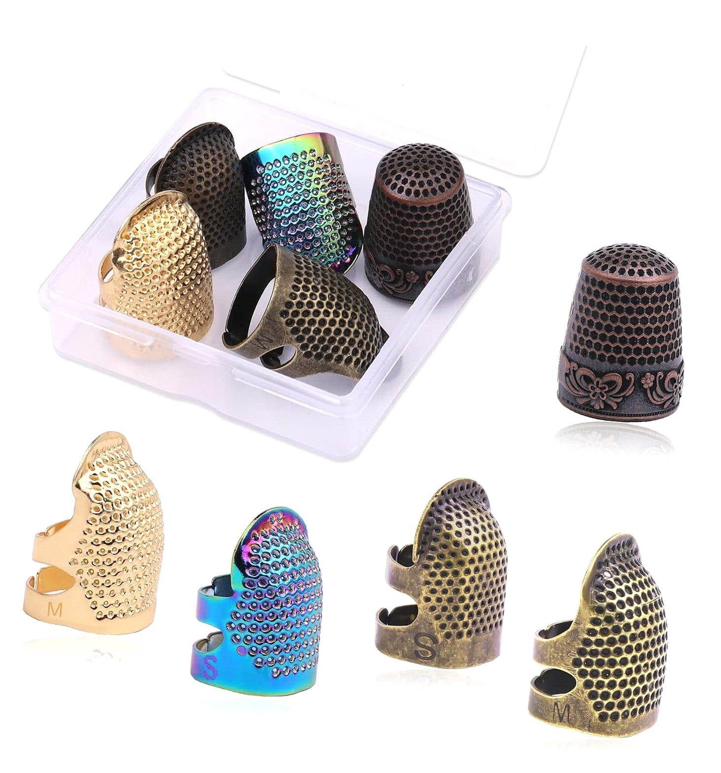 HYKE 5 Pcs Sewing Thimbles, Metal Sewing Thimble, Finger Protector for ...