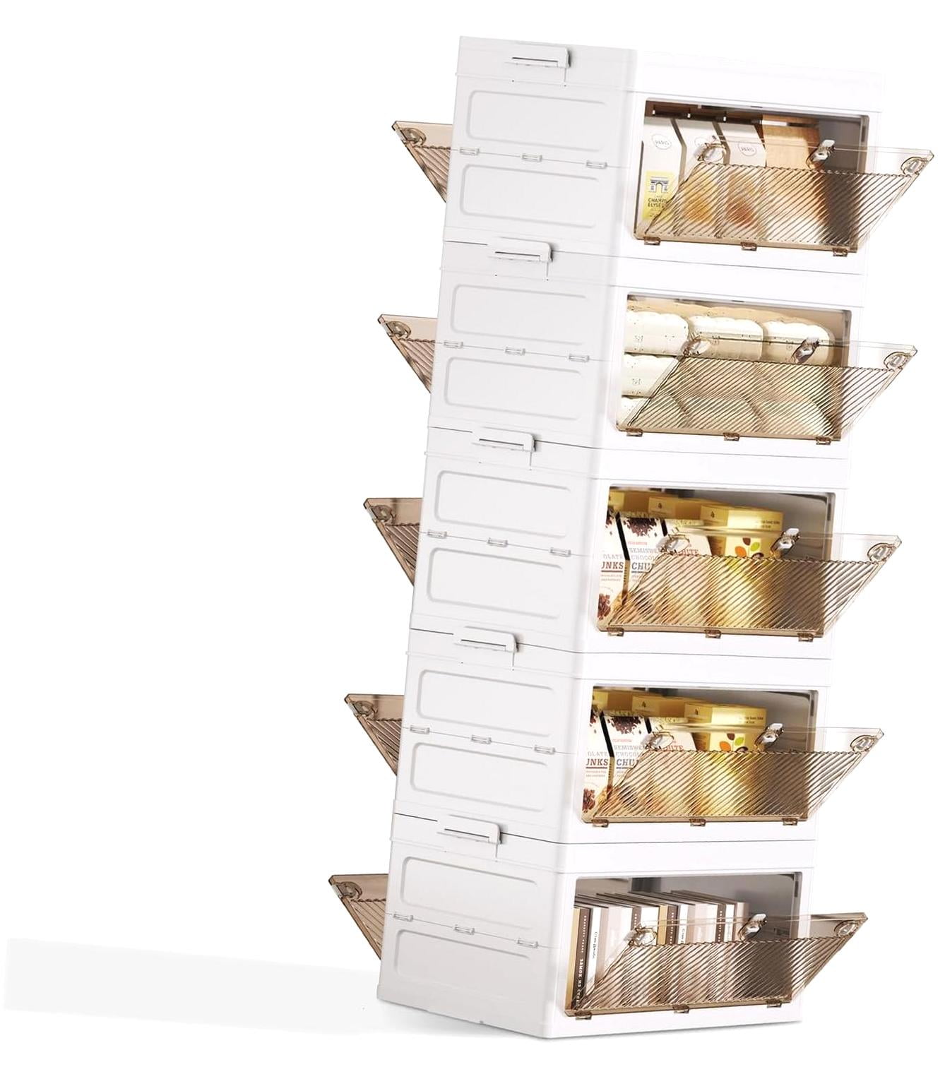 HYKE 5-Tier Stackable Plastic Storage Bins - 23QT Stackable Storage ...