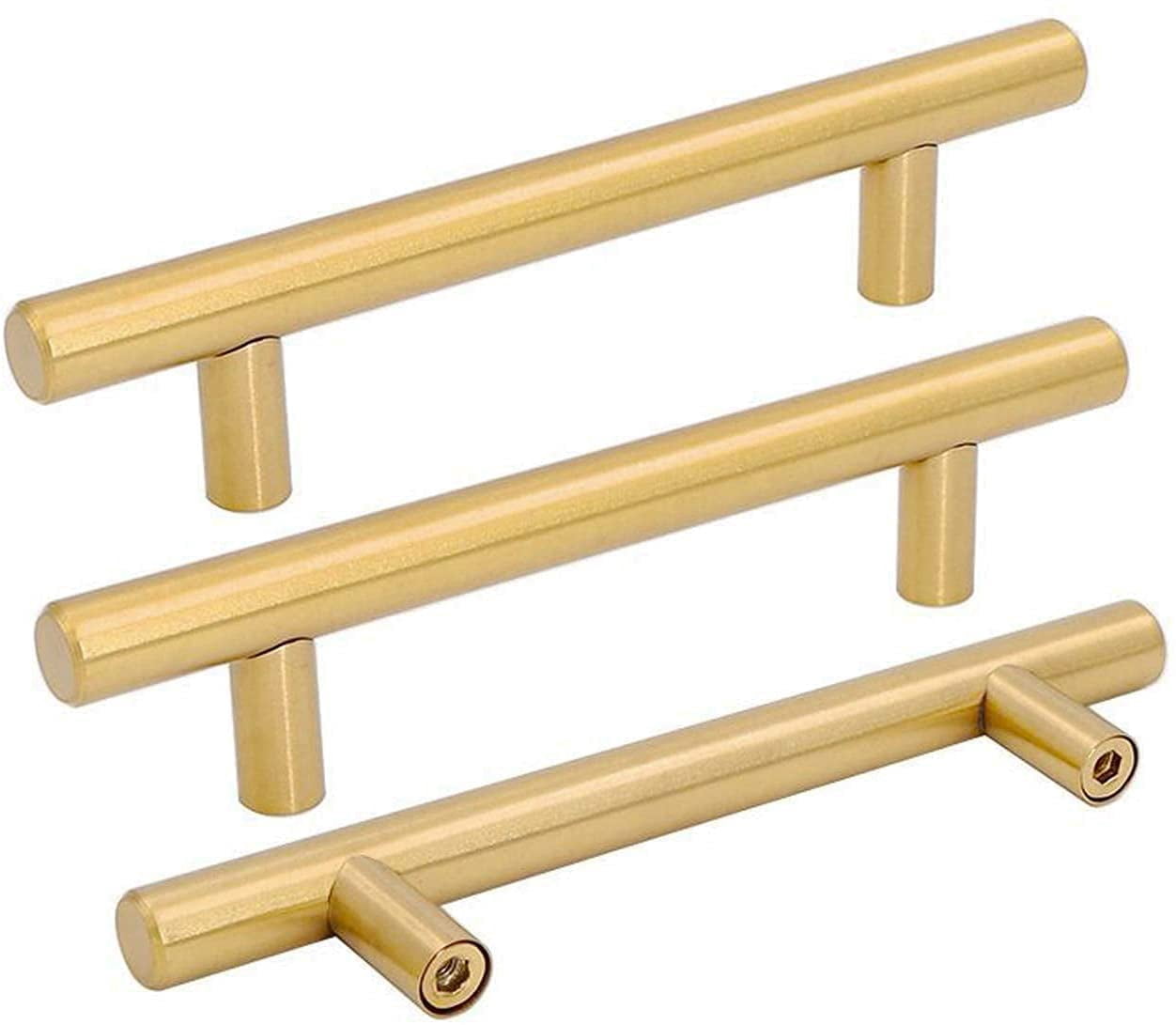 HYKE 5 pcs Brushed Brass Cabinet Handles 3-3/4in Gold Drawer Pulls ...