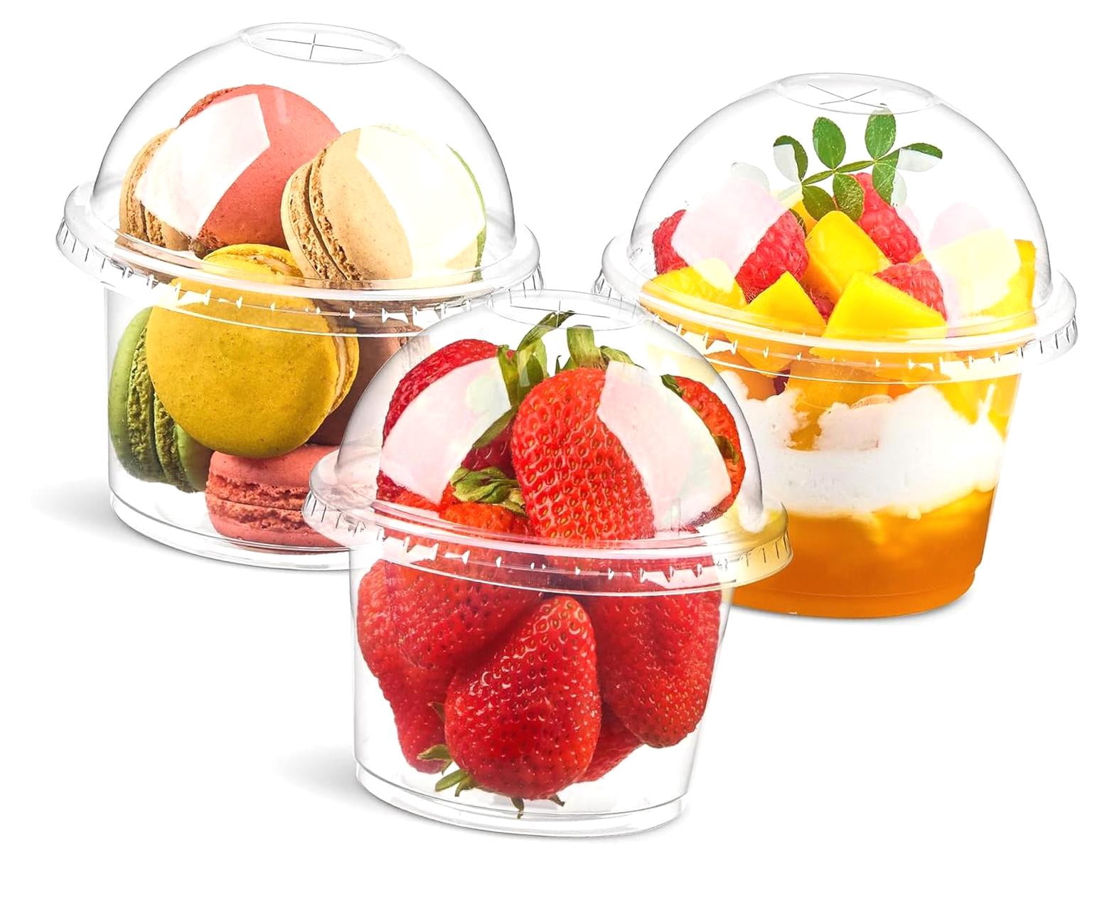 HYKE 50 Pack 9 OZ Clear Plastic Cups with Dome Lids, Ideal for Yogurt ...