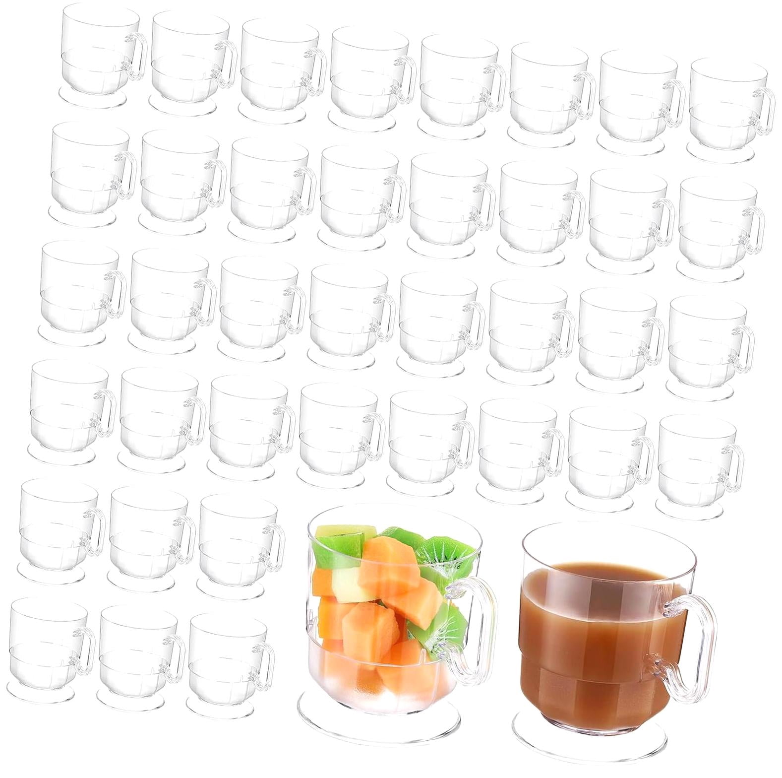 HYKE 50 Pcs Hard Plastic Coffee Cup Tea Party Cup with Handle 8 oz ...