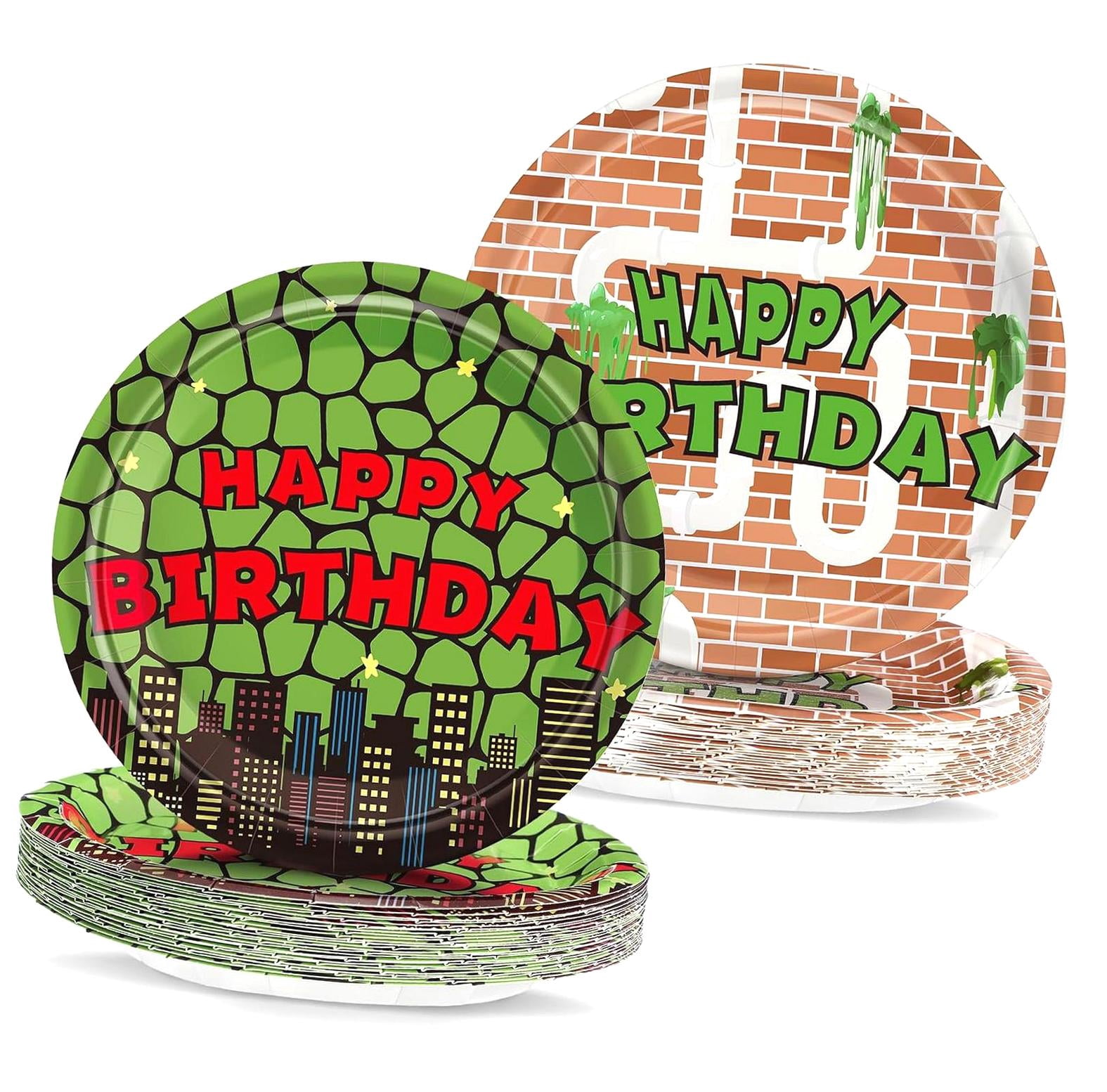 HYKE 50-Piece Themed Party Plates, 7-Inch Turtle Birthday Party Plates ...