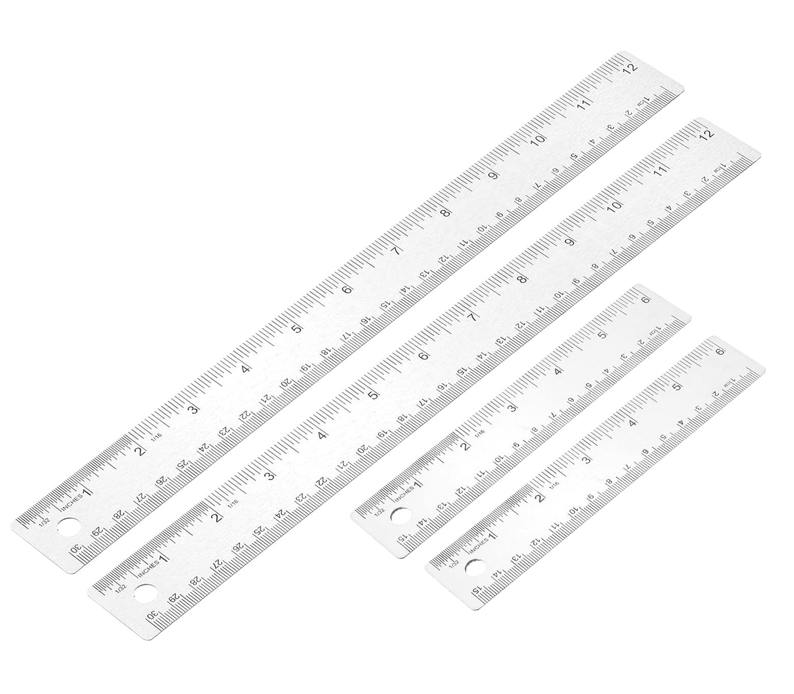 HYKE 6, 12 Inch Steel Ruler, 4 Pcs Cork Backing Metal Ruler with Inches ...