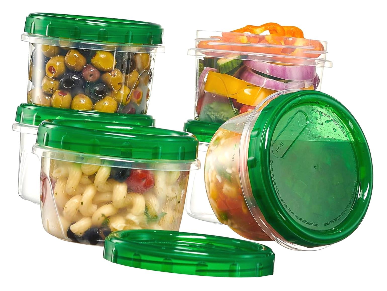 HYKE 6 Pack Food Storage Containers with Green Screw on Lid- 16 oz Meal ...