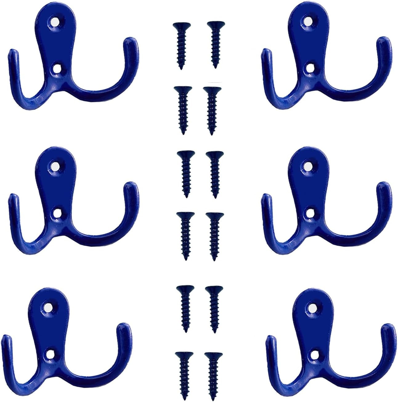 HYKE 6 Pack Heavy Duty Double ng Coat Hooks Wall Mounted Retro Double ...