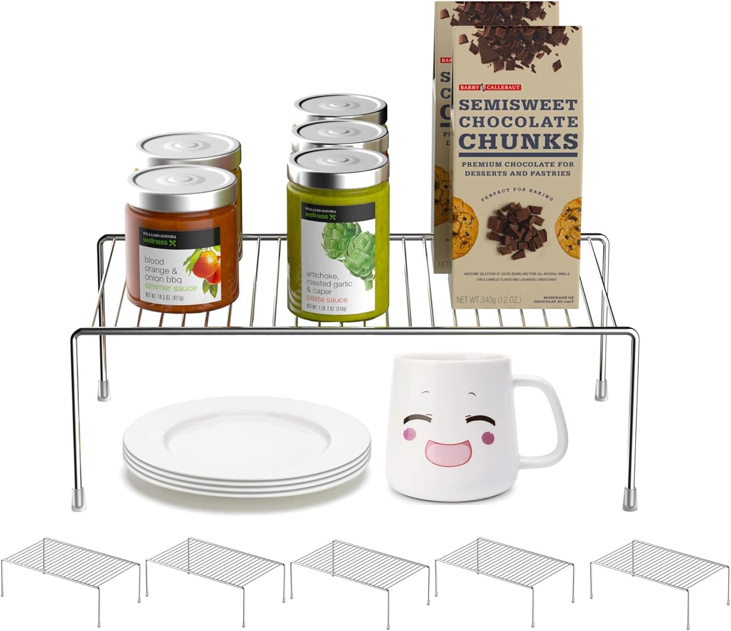 HYKE 6 Pack Large (15.7 x 9. 4 Inch) Cabinet Storage Shelf Rack, Rustof ...