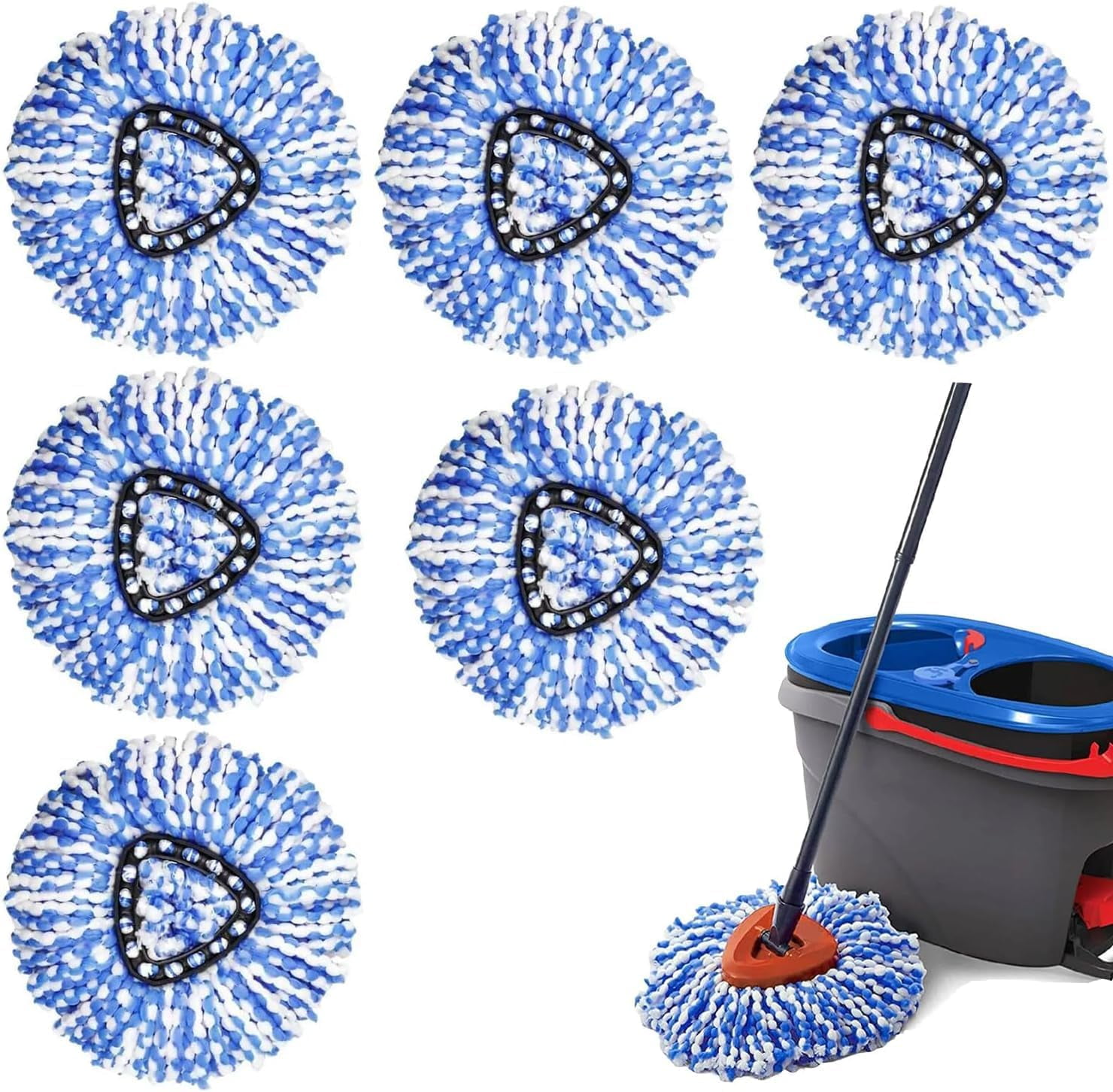 HYKE 6 Pack Spin Mop Replaent Heads Compatible with Ocedar RinseClean 2 ...