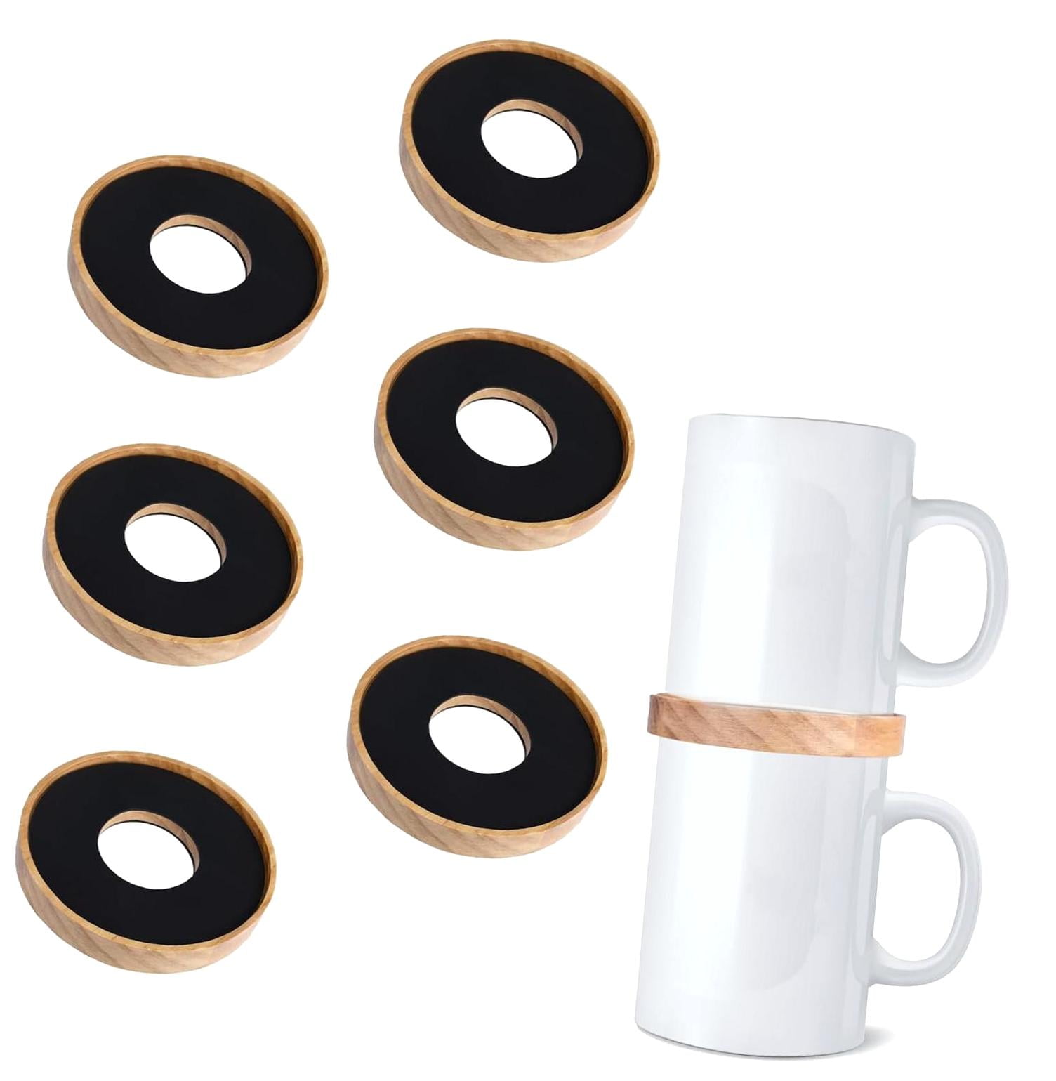 HYKE 6 Pack Wooden Coffee Mug Stackers, Mug Organizer for Kitchen ...