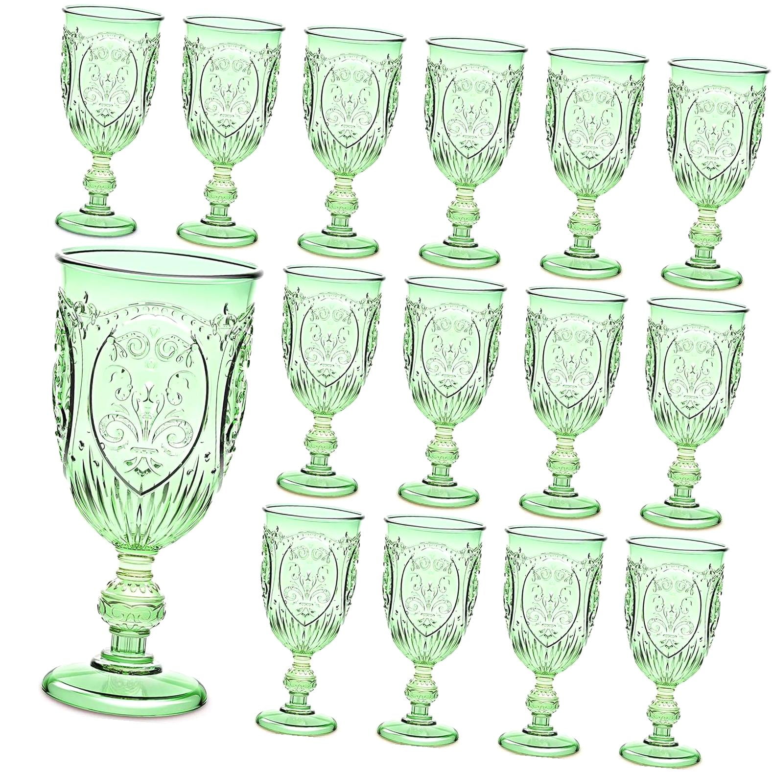 HYKE 6 Pcs Plastic Goblets 7.5oz Vintage Goblet Plastic Glasses Colored ...