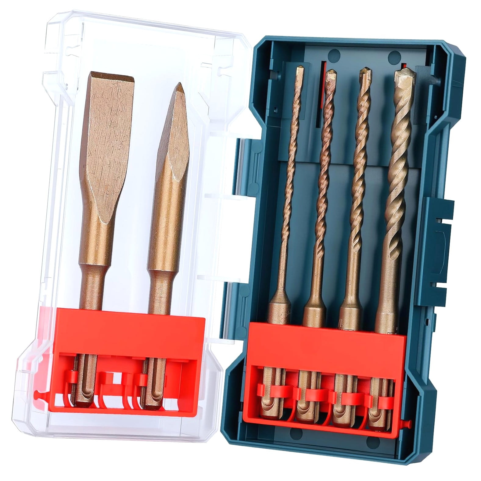HYKE 6-Piece Drill Bit and Chisel Set, YG8C Carbide Tip, SDS Plus ...