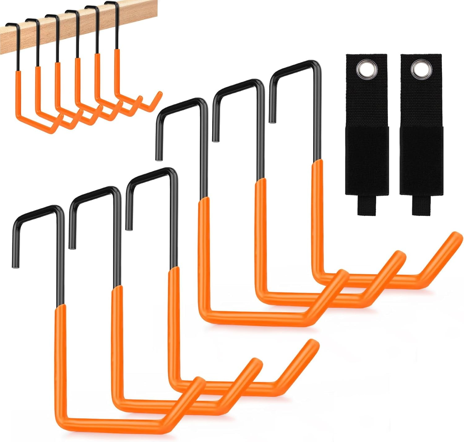 HYKE 6-Piece Heavy Duty Rafter Hanger Hooks with 2-Piece Extension ...