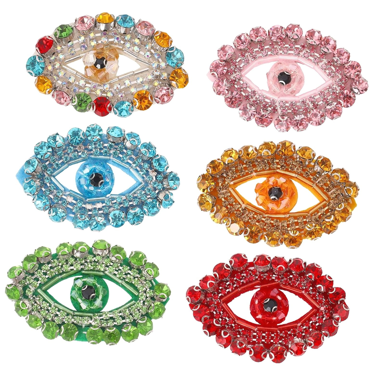 HYKE 6 Pieces Evil Eyes Rhinestone Patches Shape Embroidery Bling ...