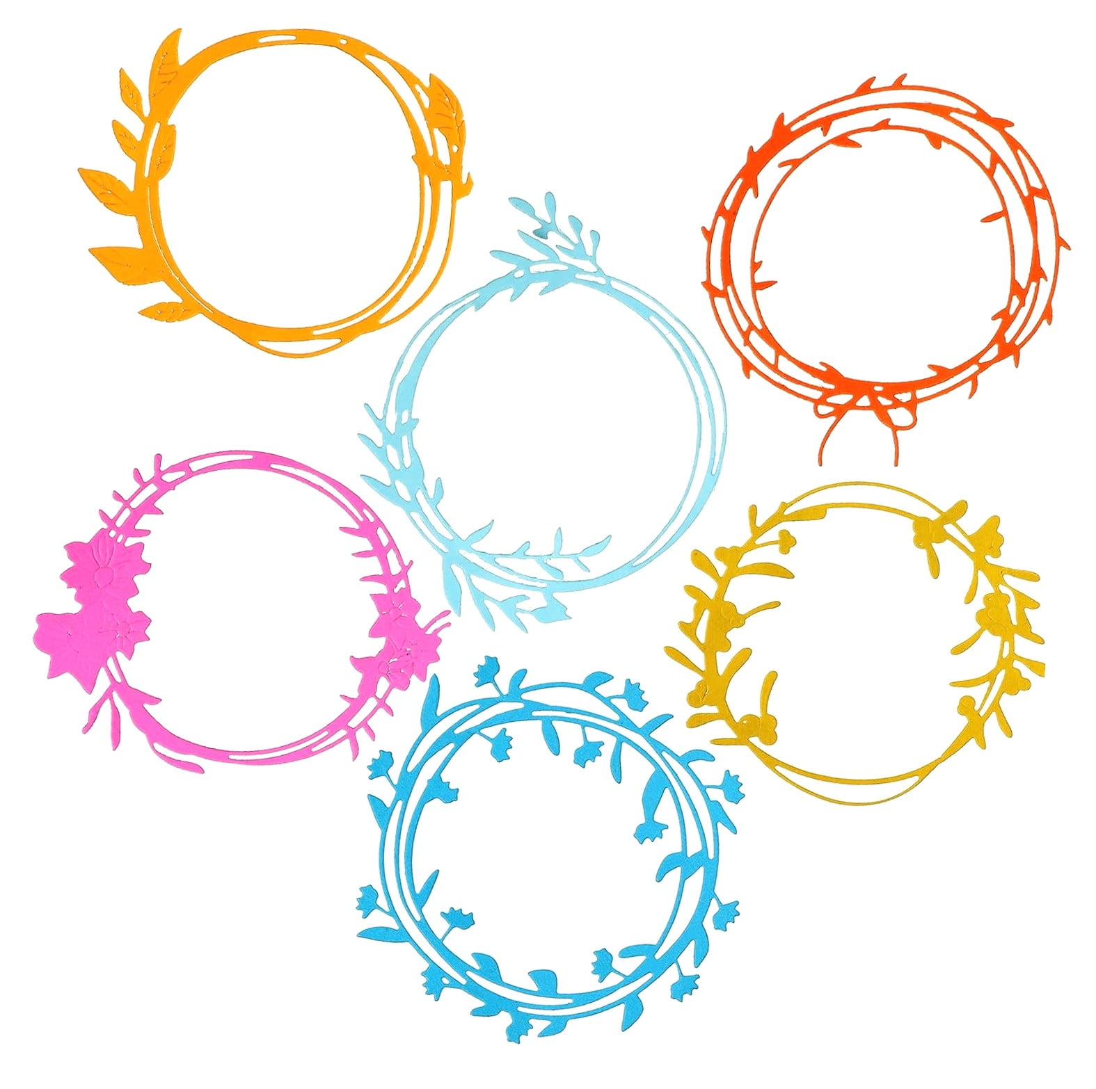HYKE 6 Pieces Wreath Die Cuts for Card Making Metal Circular Round Die ...