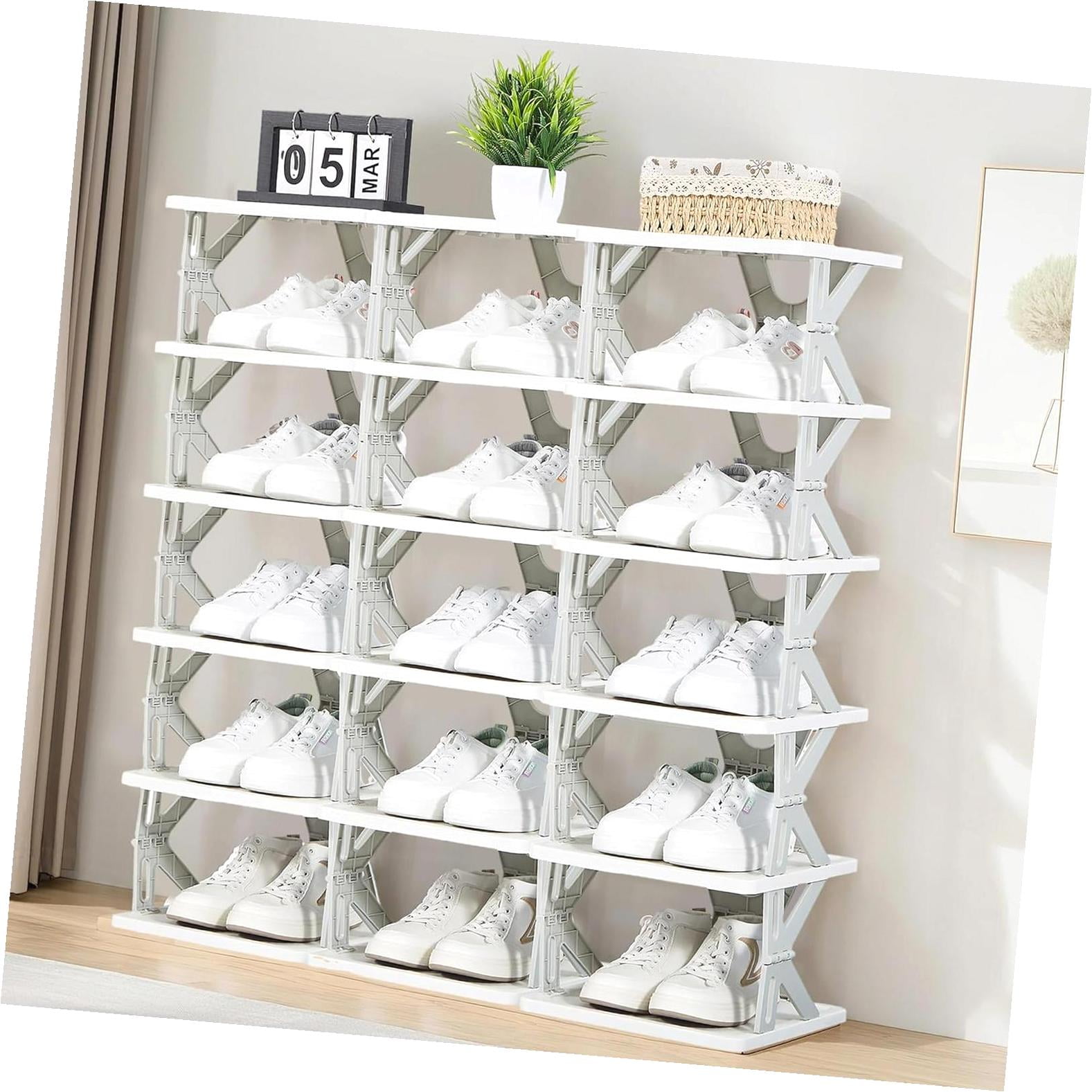 HYKE 6-Tier Vertical Slim Shoe Stand, Freestanding Shoe Organizer, Easy ...