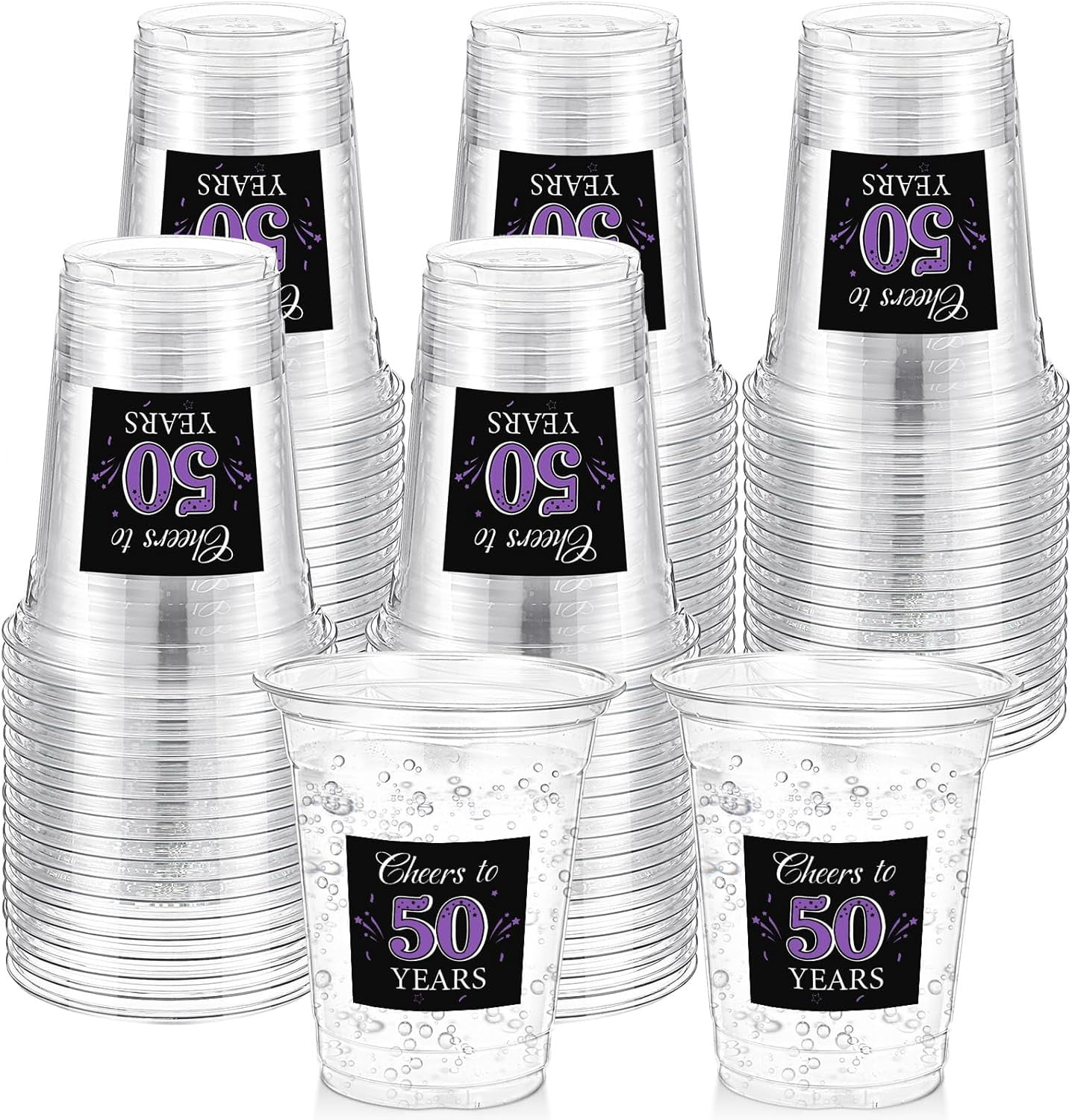 HYKE 60 Pack 50th Birthday Cup Black 12 oz Cheers to 50 Years ...