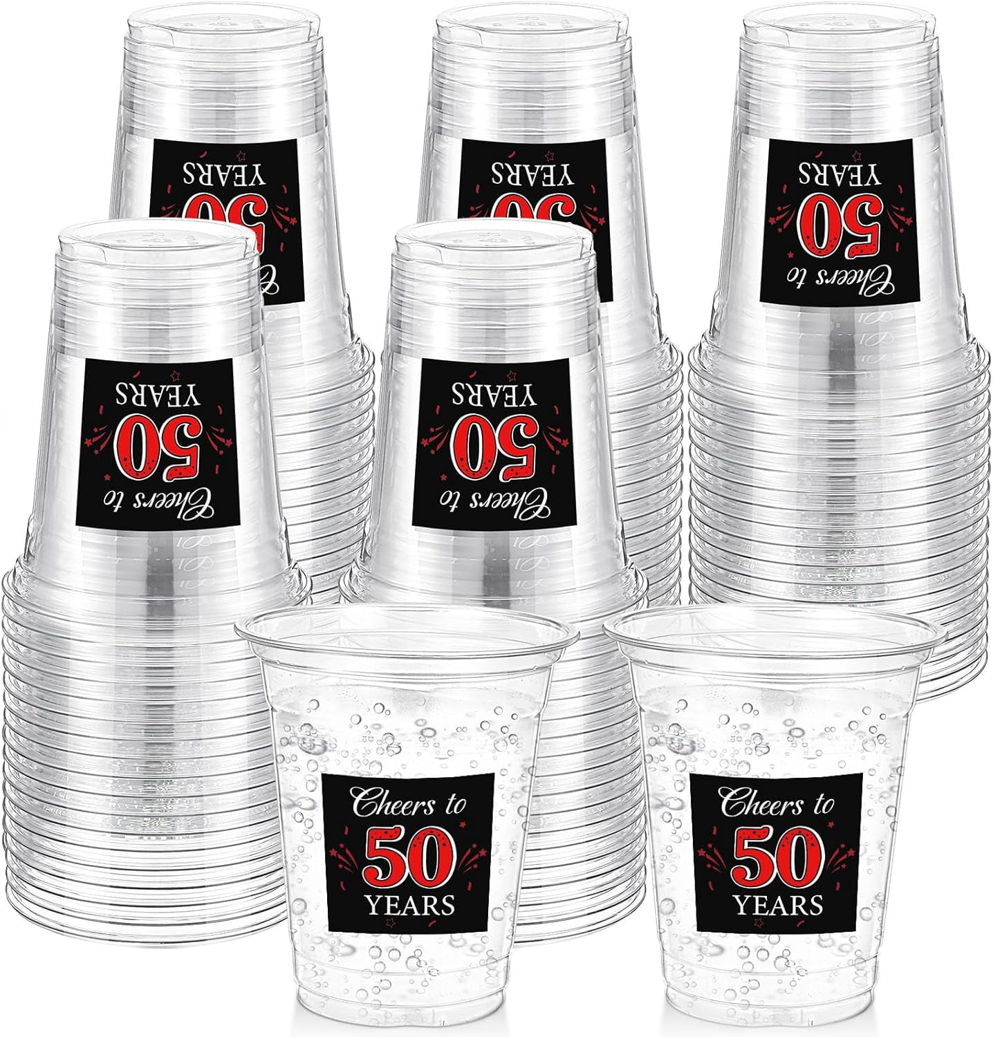 HYKE 60 Pack 50th Birthday Cup Red Black 12 oz Cheers to 50 Years ...