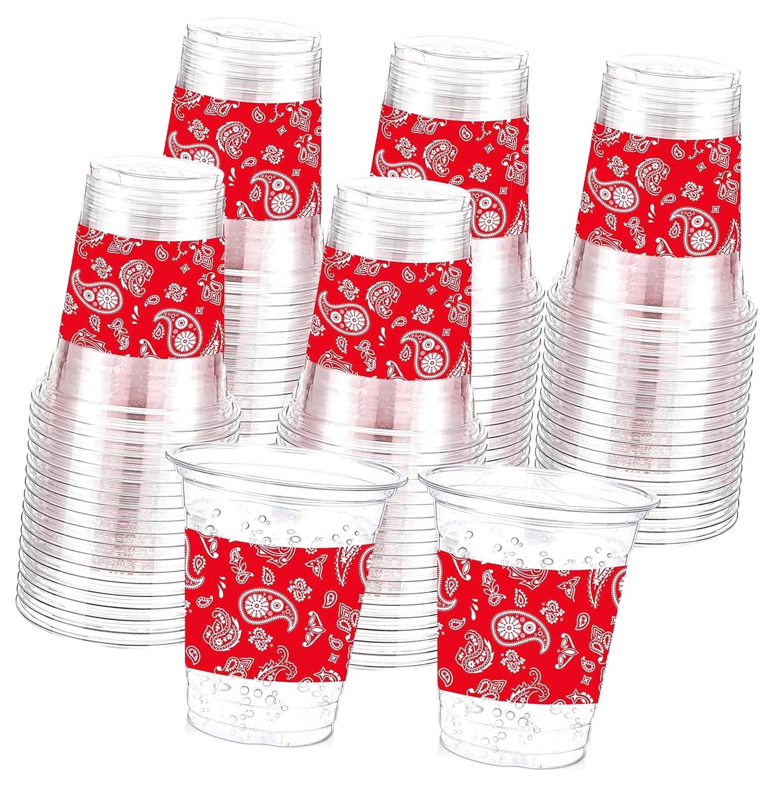 HYKE 60 Pack Bee Theme Cup 12 oz Honeycomb Clear Plastic Drinking Cups ...