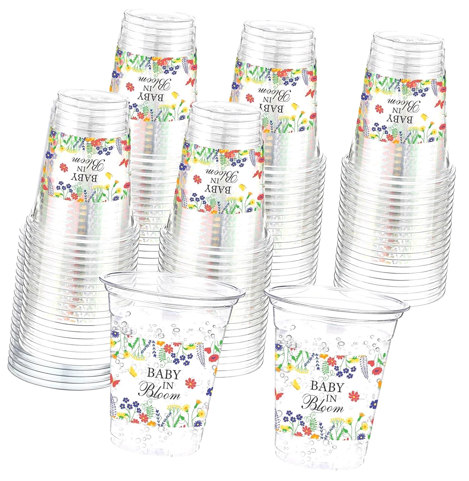 HYKE 60 Pack Bee Theme Cup 12 oz Honeycomb Clear Plastic Drinking Cups ...